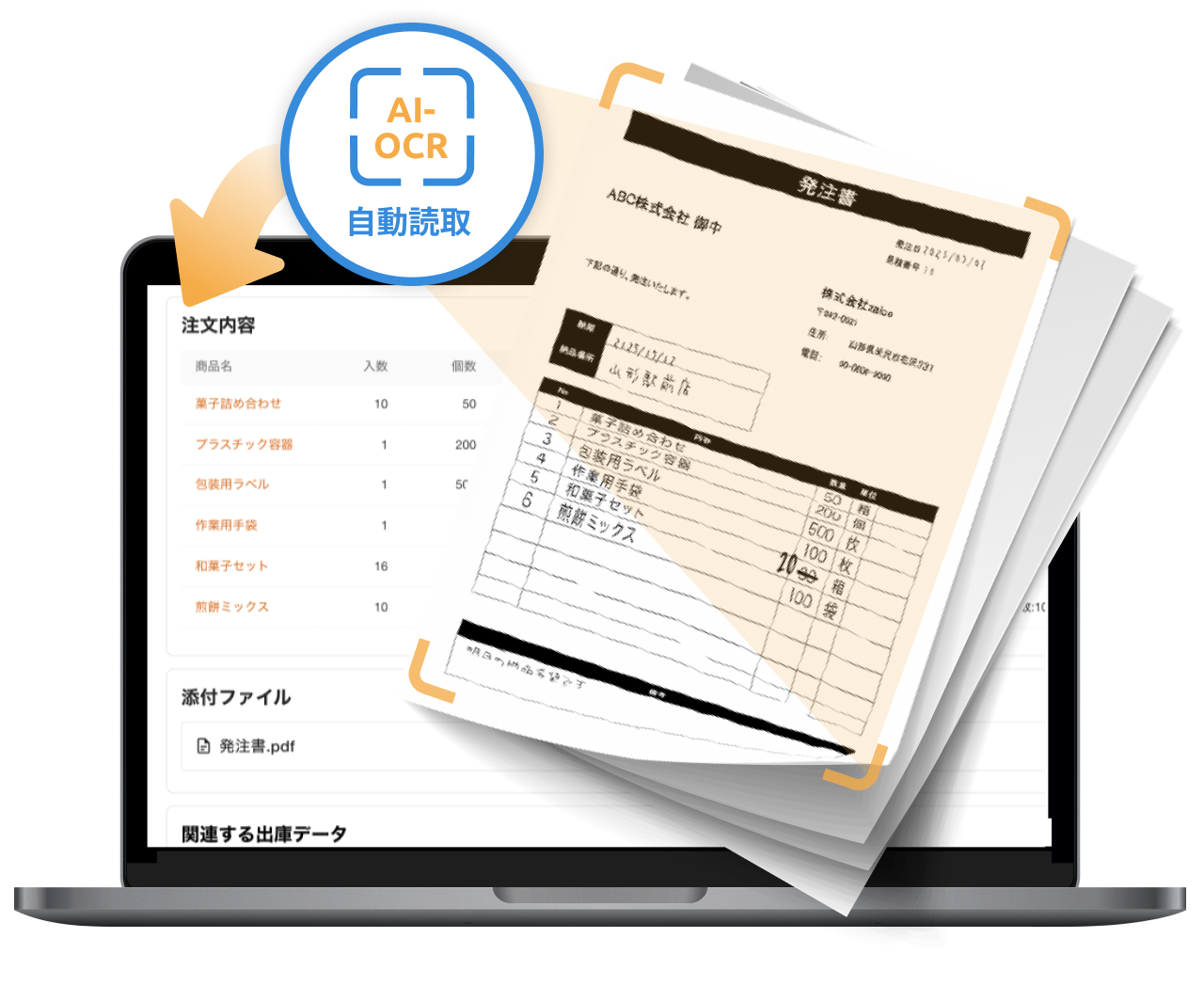 AI-OCRが注文書を自動読み取り｜zaico受注管理